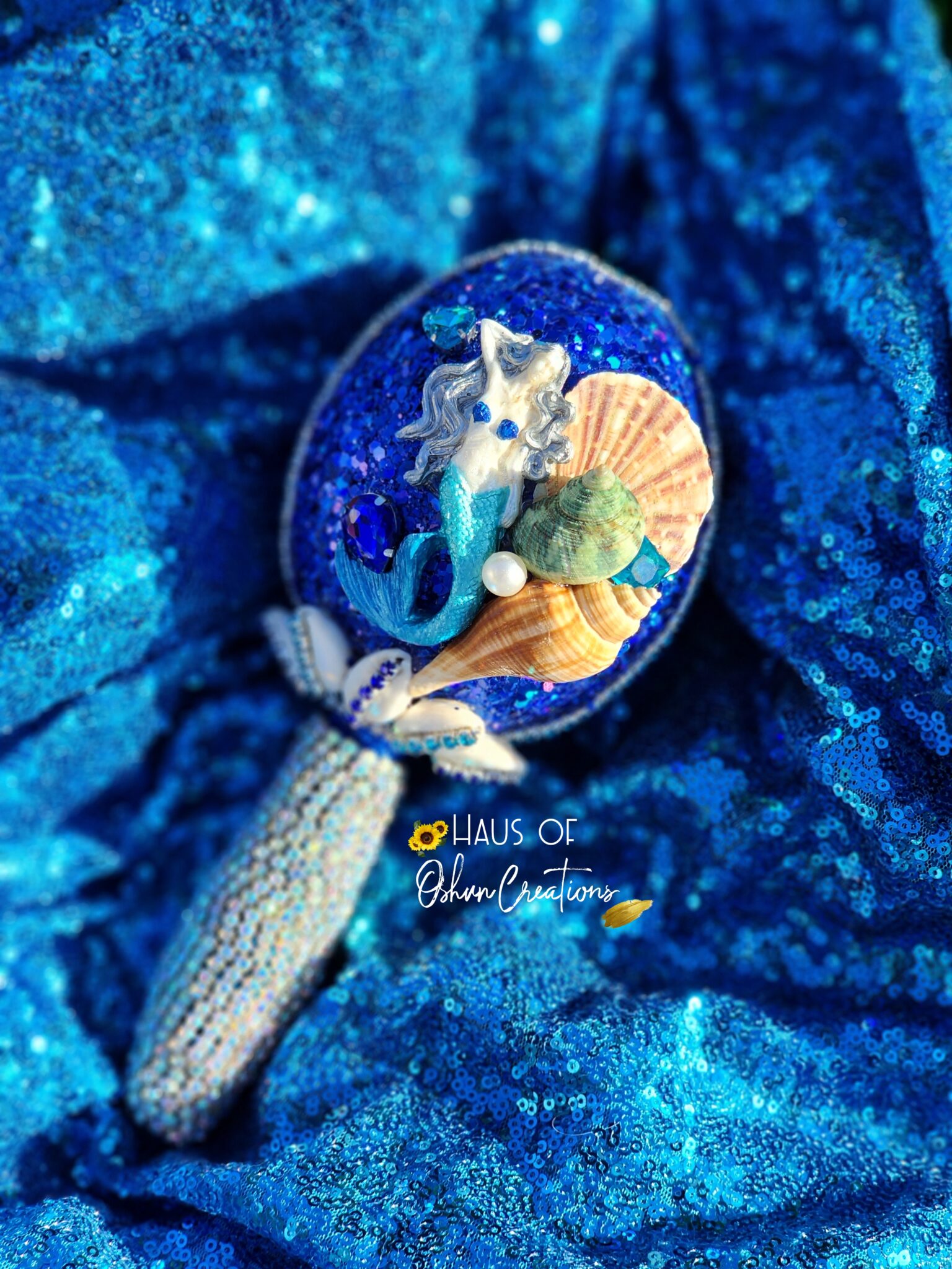 Yemaya Inspired Mermaid & Wheel Maraca – Haus of Oshun Creations