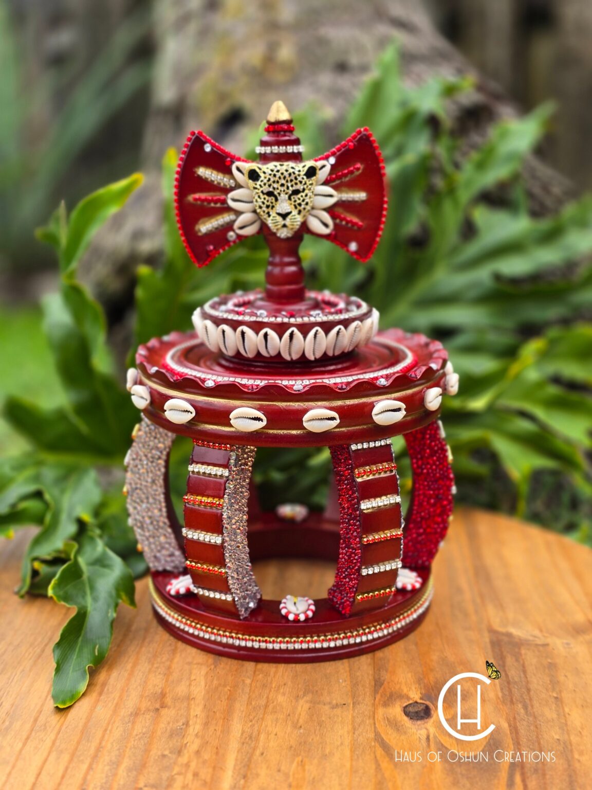 Shango Wood Crown with Leopard – Haus of Oshun Creations