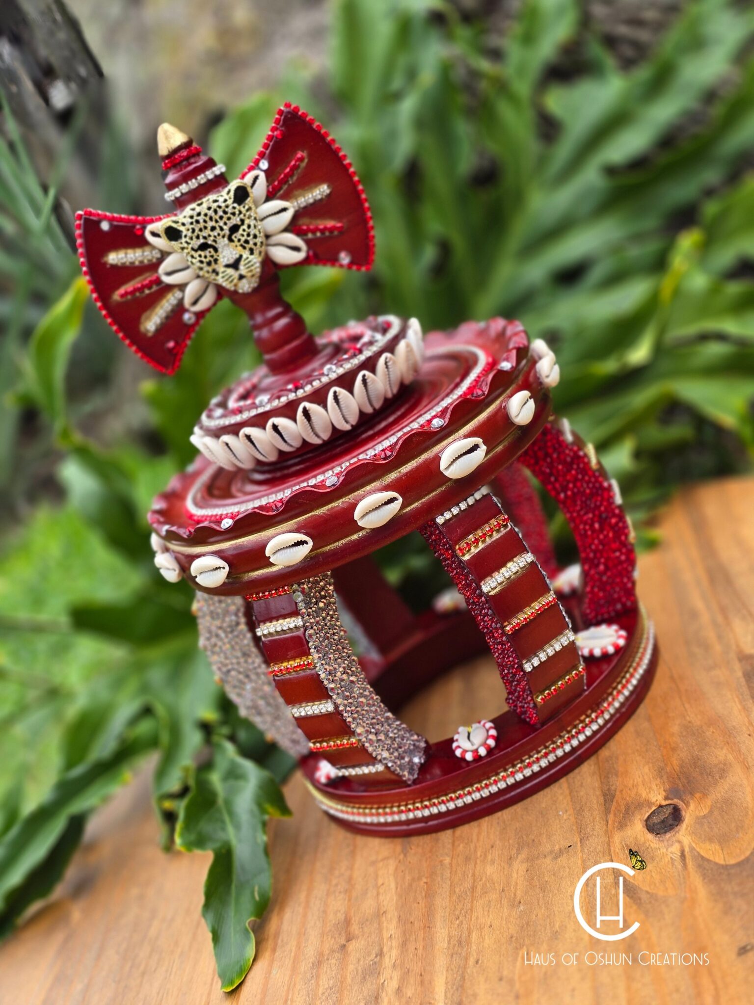 Shango Wood Crown with Leopard – Haus of Oshun Creations