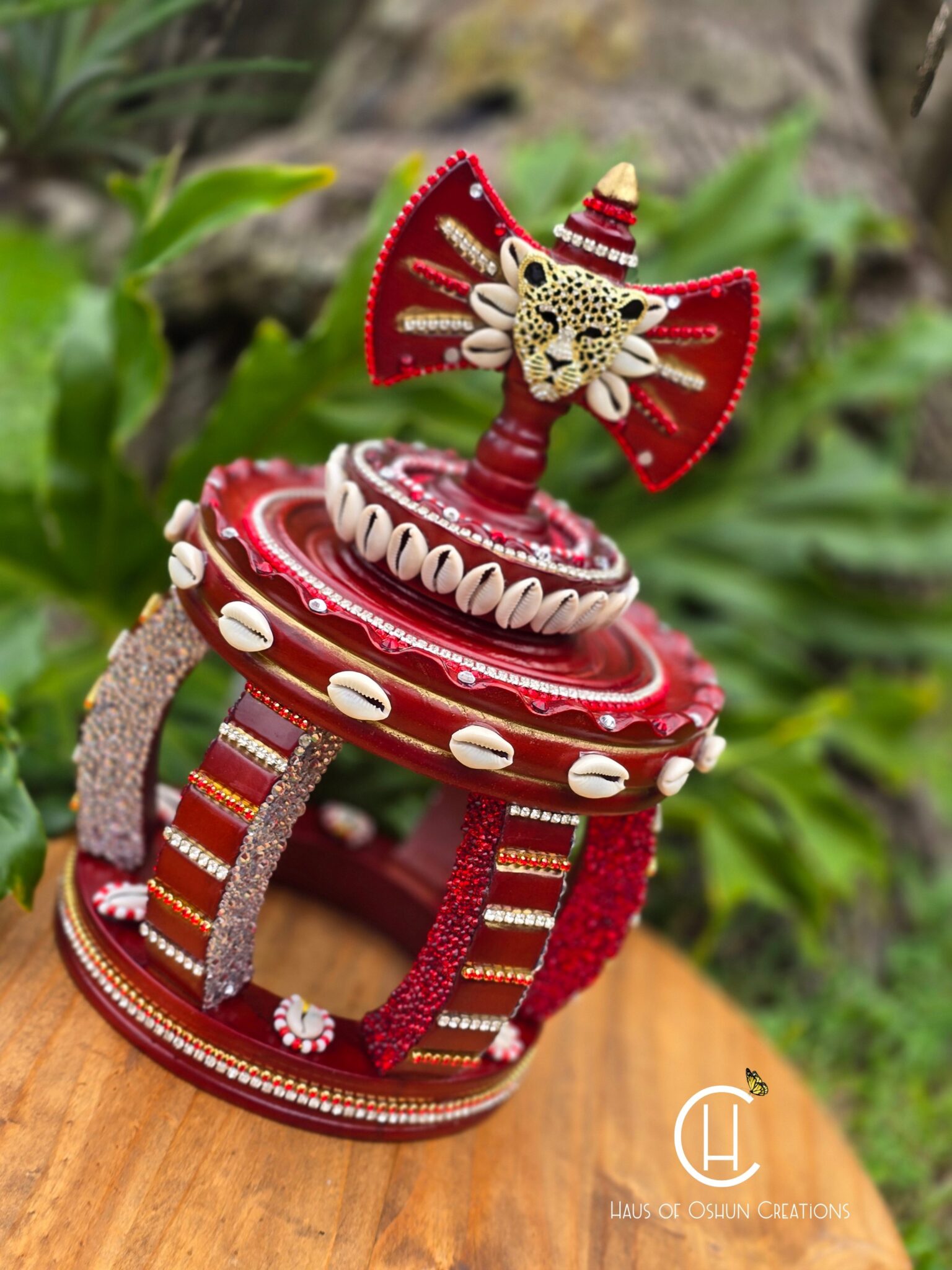 Shango Wood Crown with Leopard – Haus of Oshun Creations